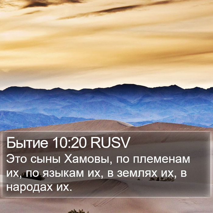 Бытие 10:20 RUSV - Это сыны Хамовы, по